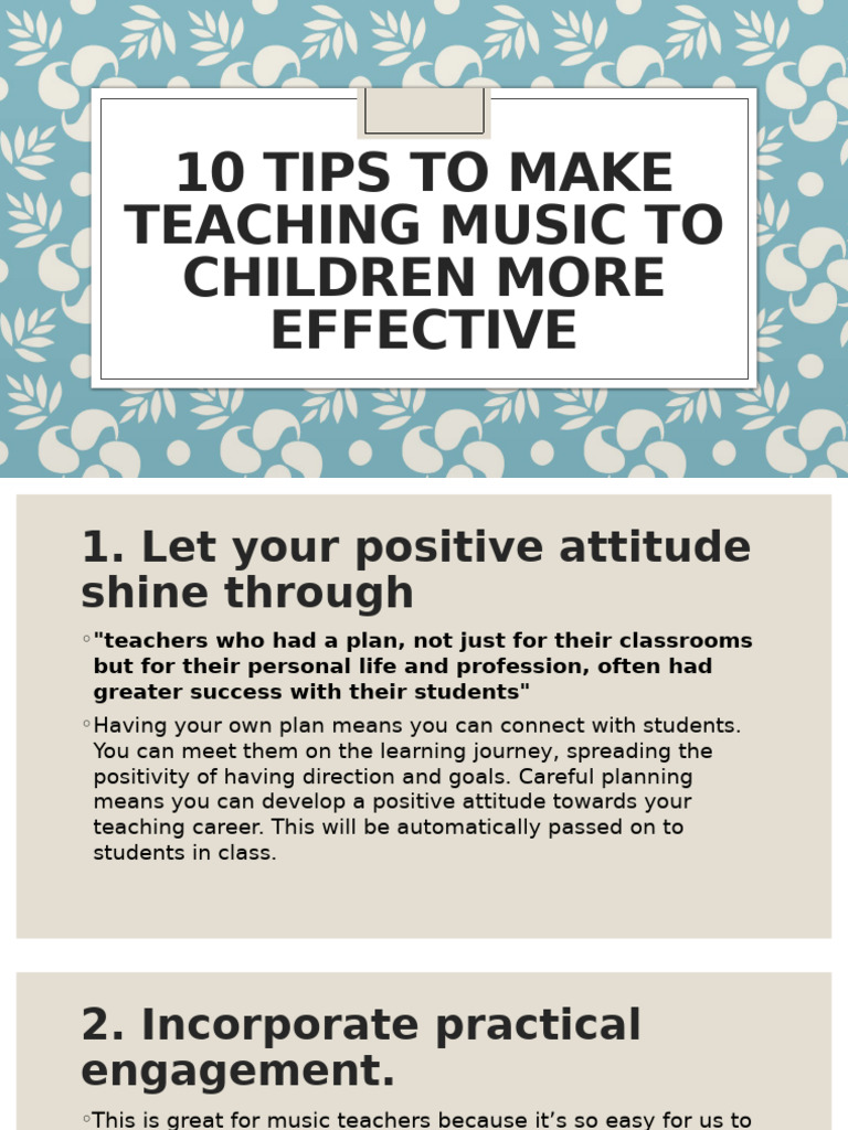 Effective Music Teaching Tips for Kids | PDF | Teachers | Learning