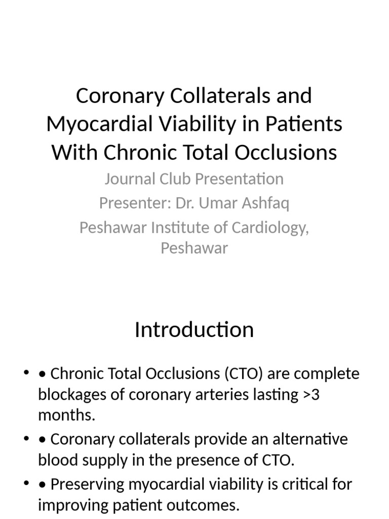 Coronary Collaterals and Myocardial Viability Presentation | PDF ...