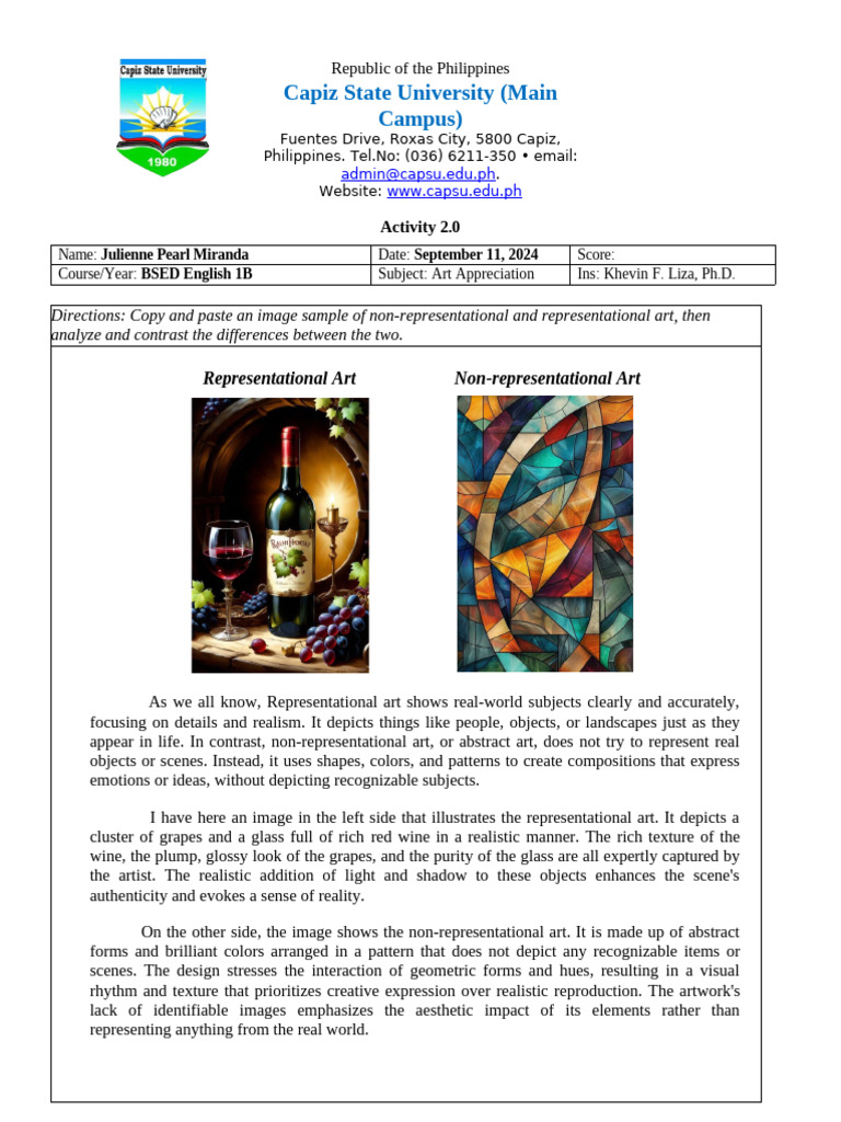 Art App Activity 2.0 Week 3 | PDF | Social Science | Art