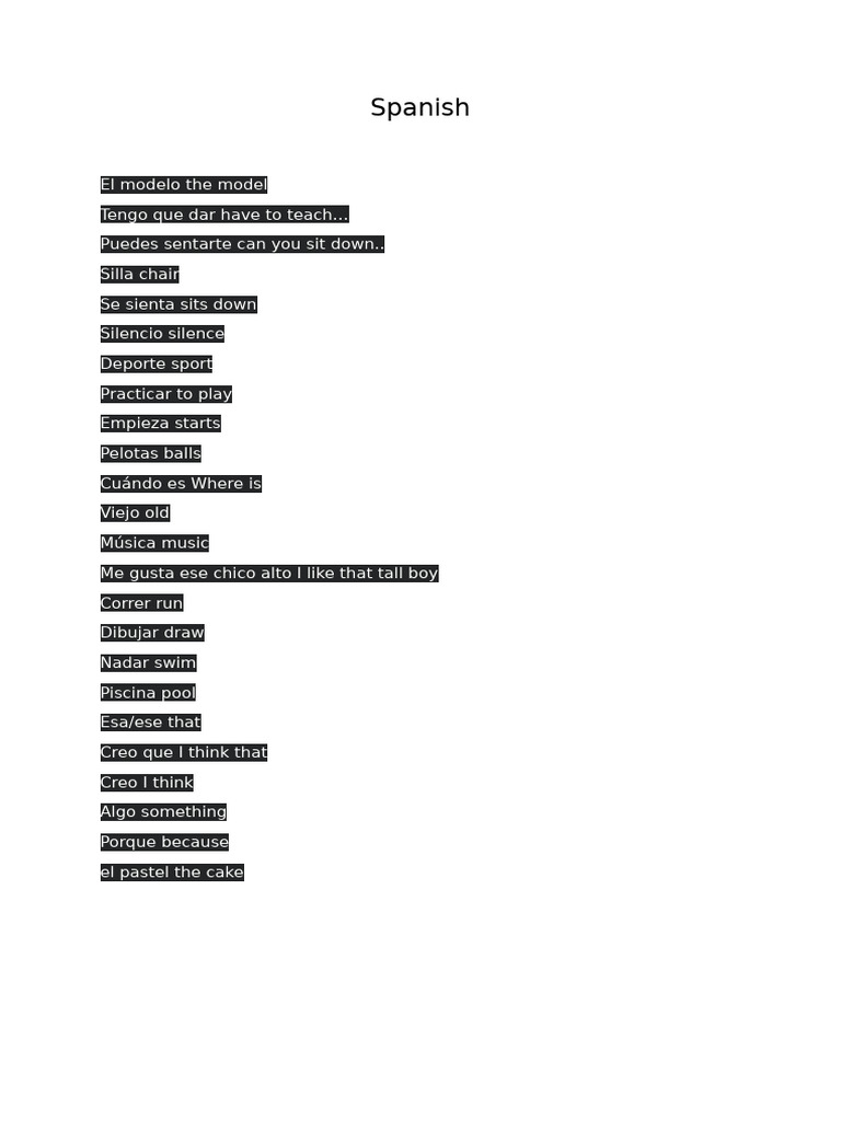 Spanish Words | PDF | Hogar, jardinería y bricolaje | Arte