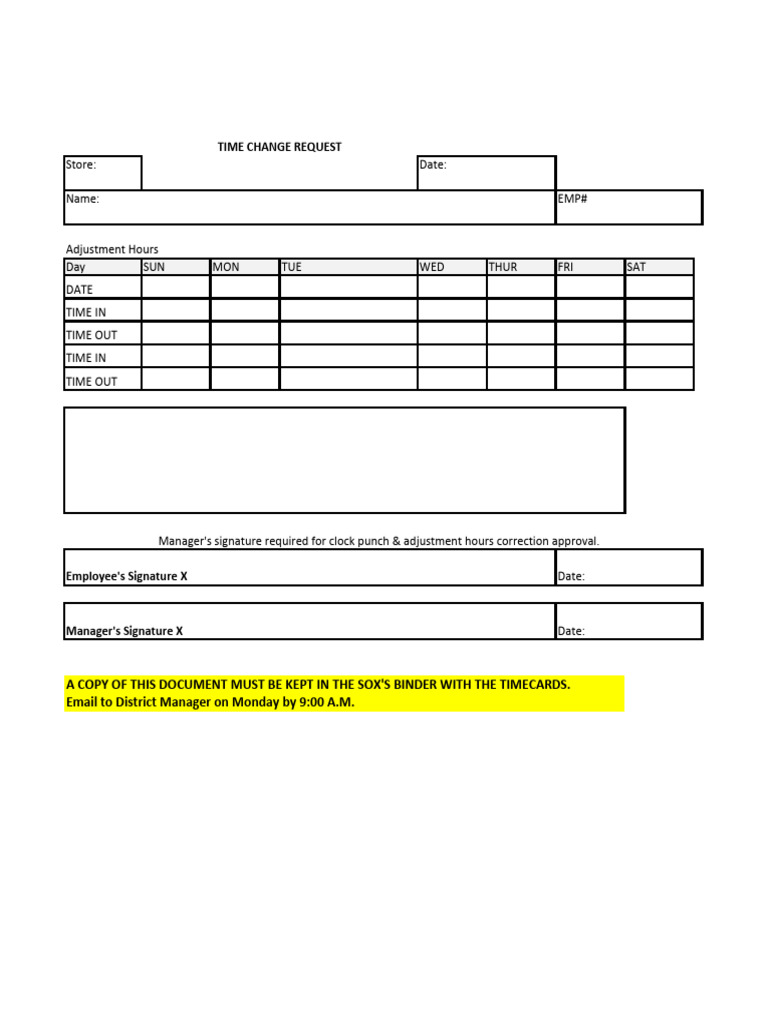 Time Change Form | PDF