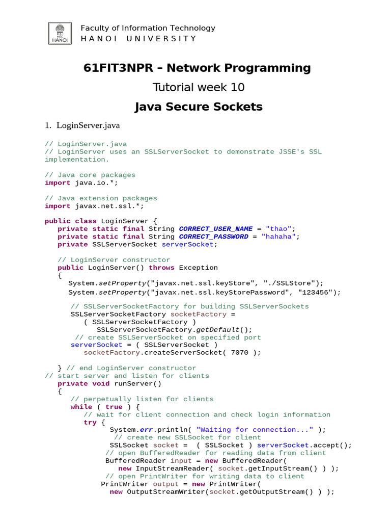 Java SSL Login Server and Client Tutorial | PDF | Transport Layer Security | Computing