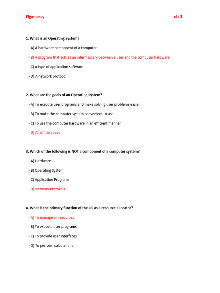الشابتر الاول نظم | PDF | Operating System | Input/Output