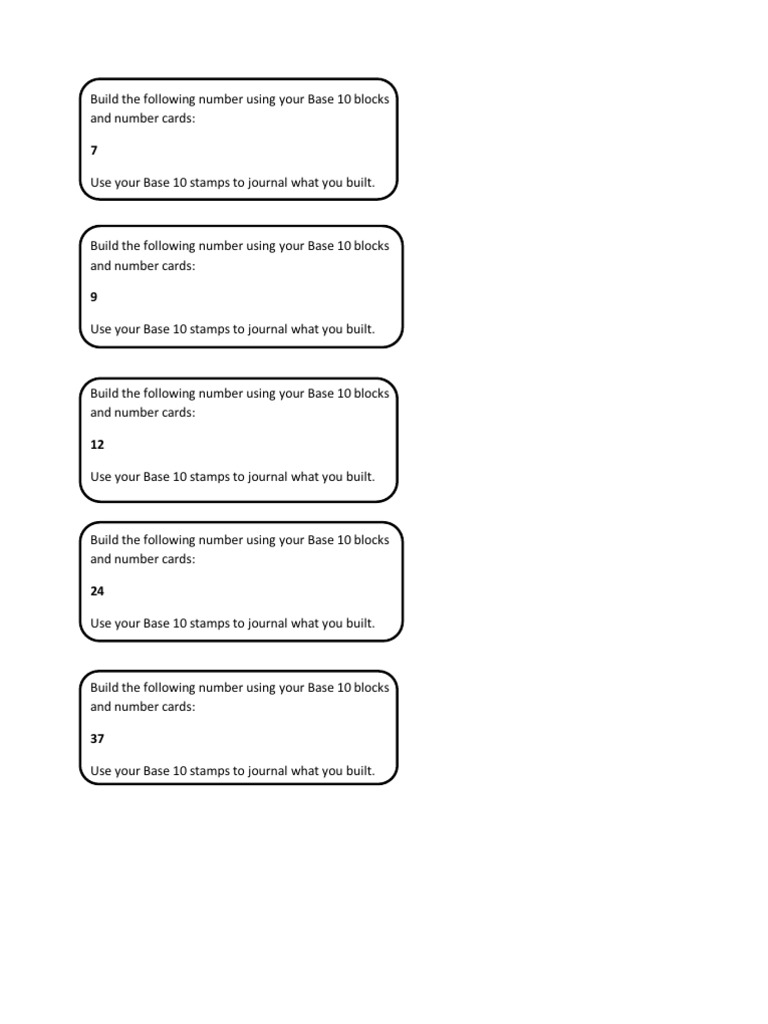 Building Numbers With Base 10 Blocks Math Journal Prompts | PDF | Law ...