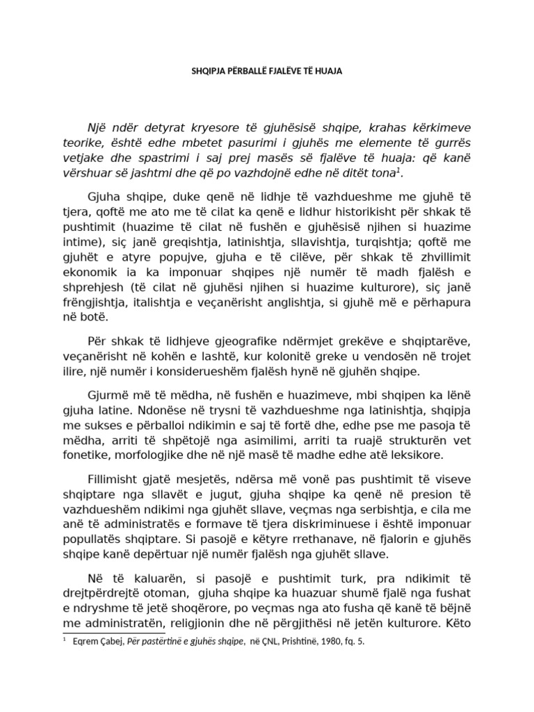 Shqipja Dhe Falet e Huaja | PDF