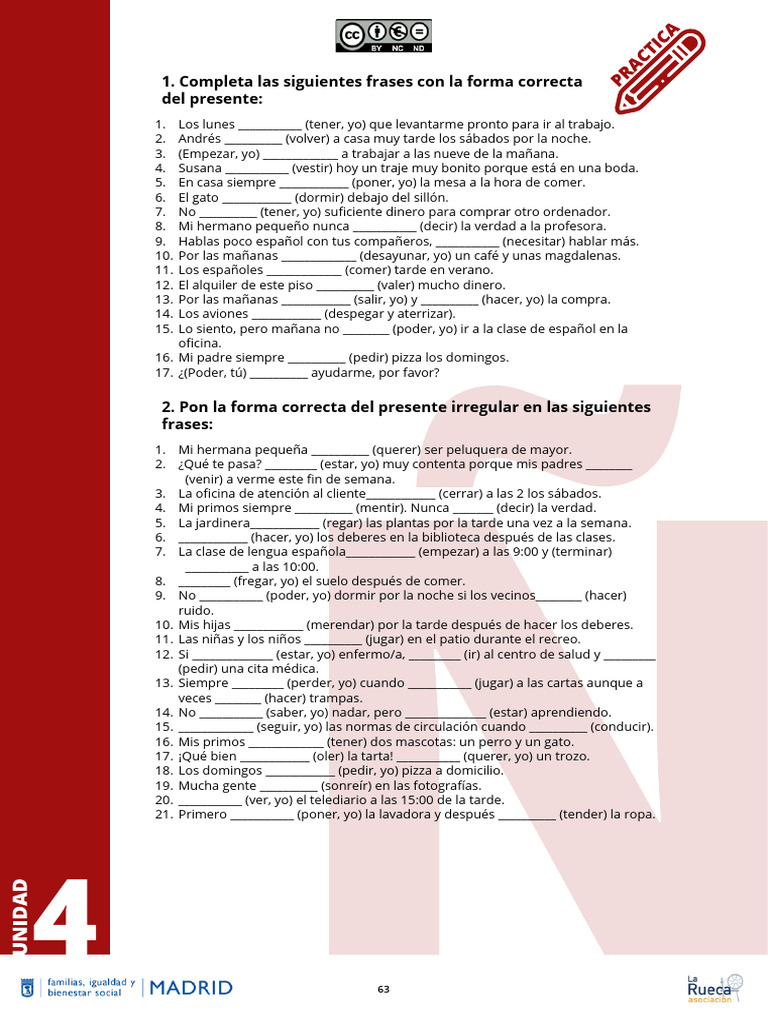 Repaso Presente Regular e Irregular 2025 | PDF