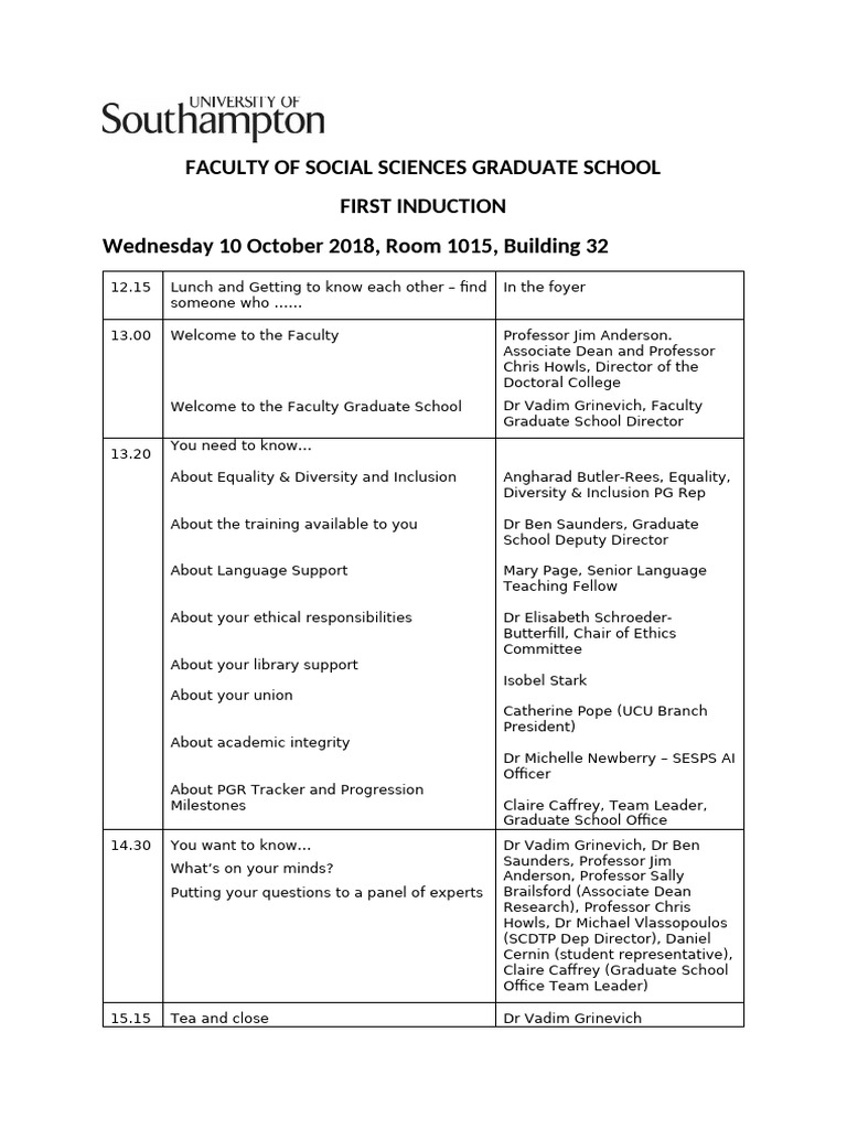 Graduate School Induction Day | PDF | Academia