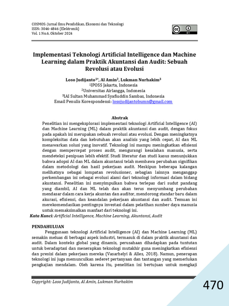 Implementasi Teknologi AI Dan Machine Learning Dala Praktek Akuntansi Dan Audit Sebuah Revolusi ...