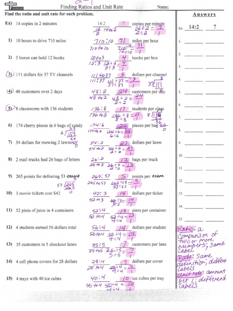 11.15.24 Finding Ratios and Unit Rates | PDF