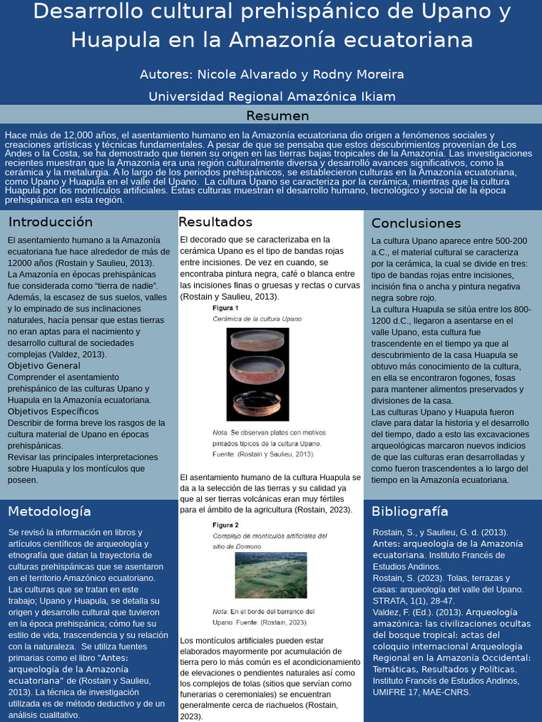 Poster Cientifico de La Cultura Upano y Huapula | PDF | Era precolombina | Ecuador