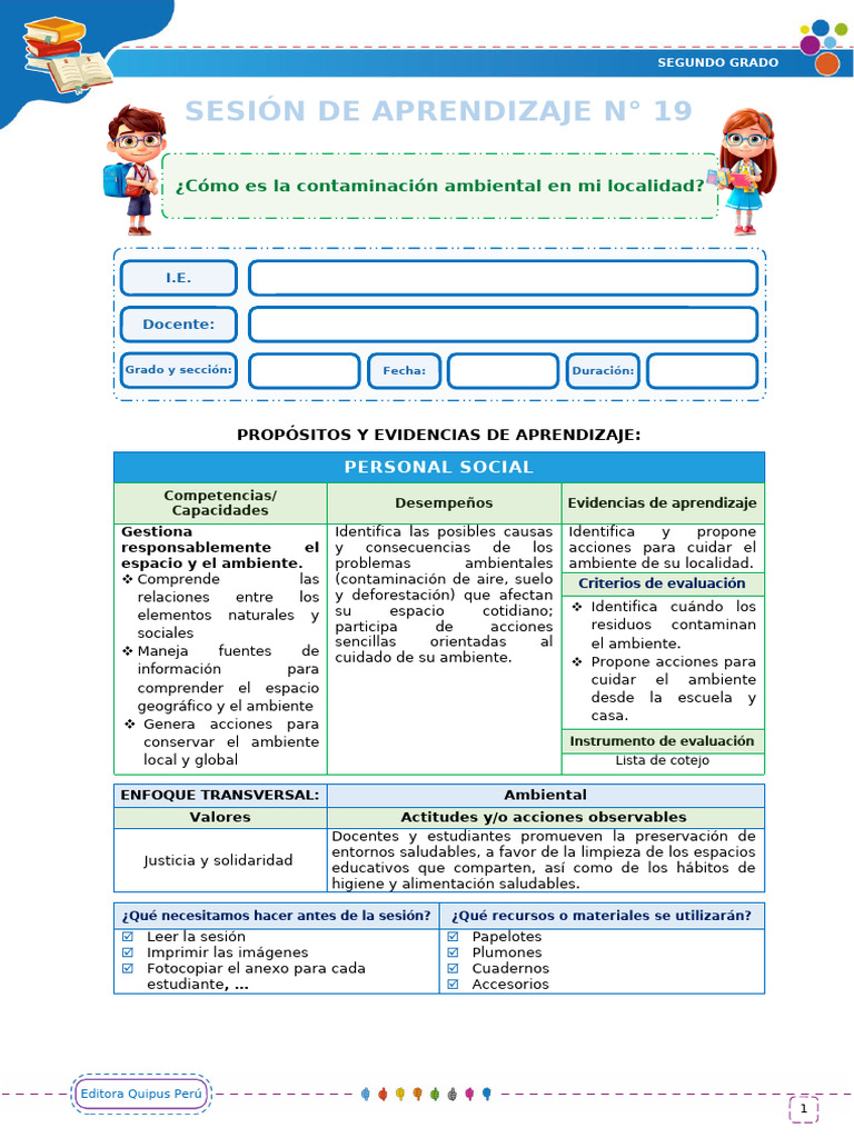 Sesiones de Aprendizaje - Semana 3 - UD IV - Editora Quipus Perú | PDF | Evaluación | Aprendizaje
