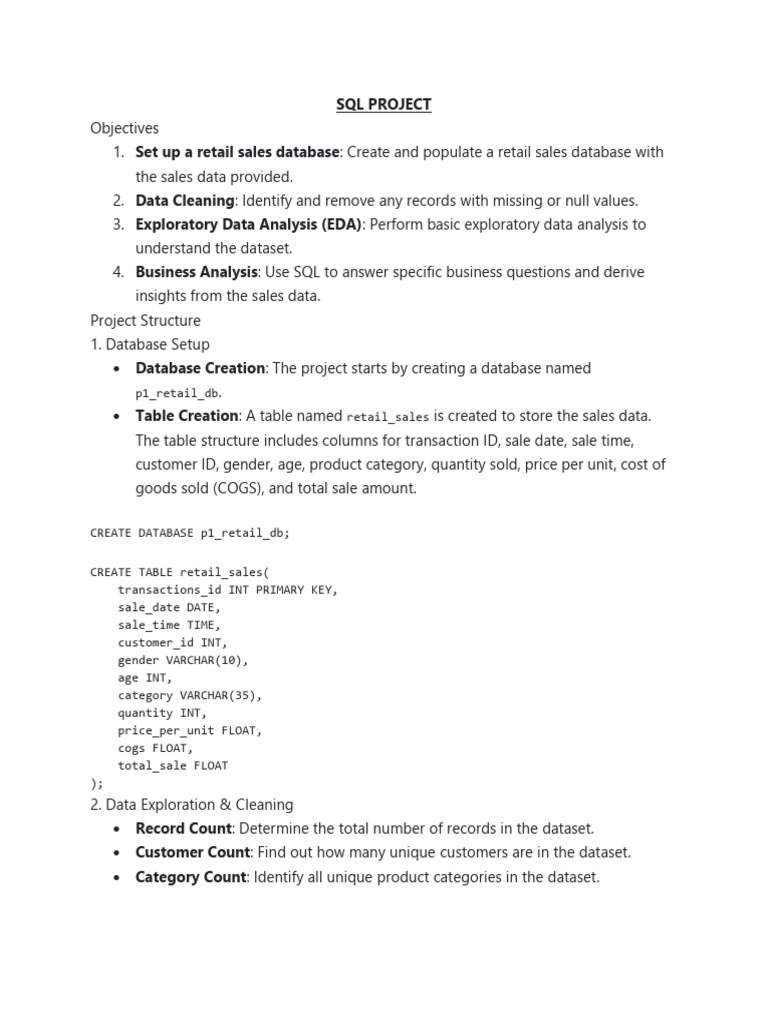 SQL Retail sales Project | PDF | Databases | Sql