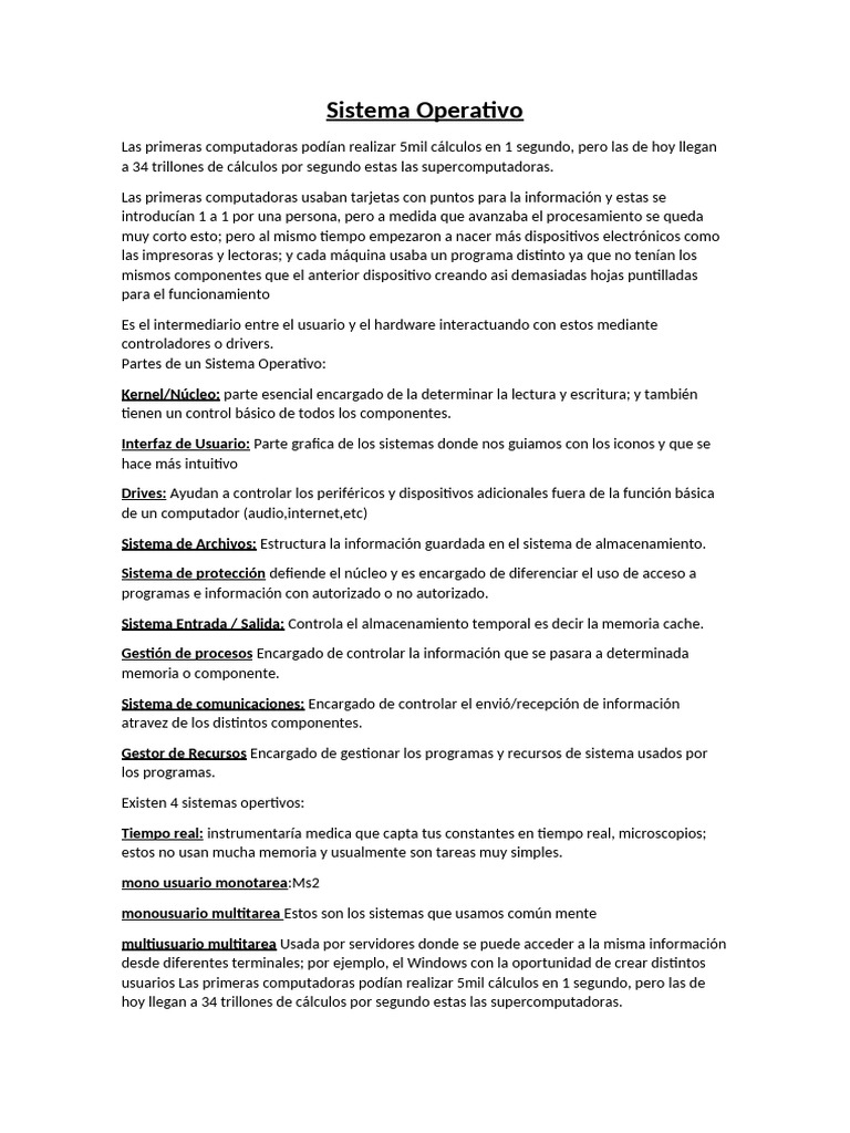 Sistema Operativo | PDF | Sistema operativo | Kernel (sistema operativo)