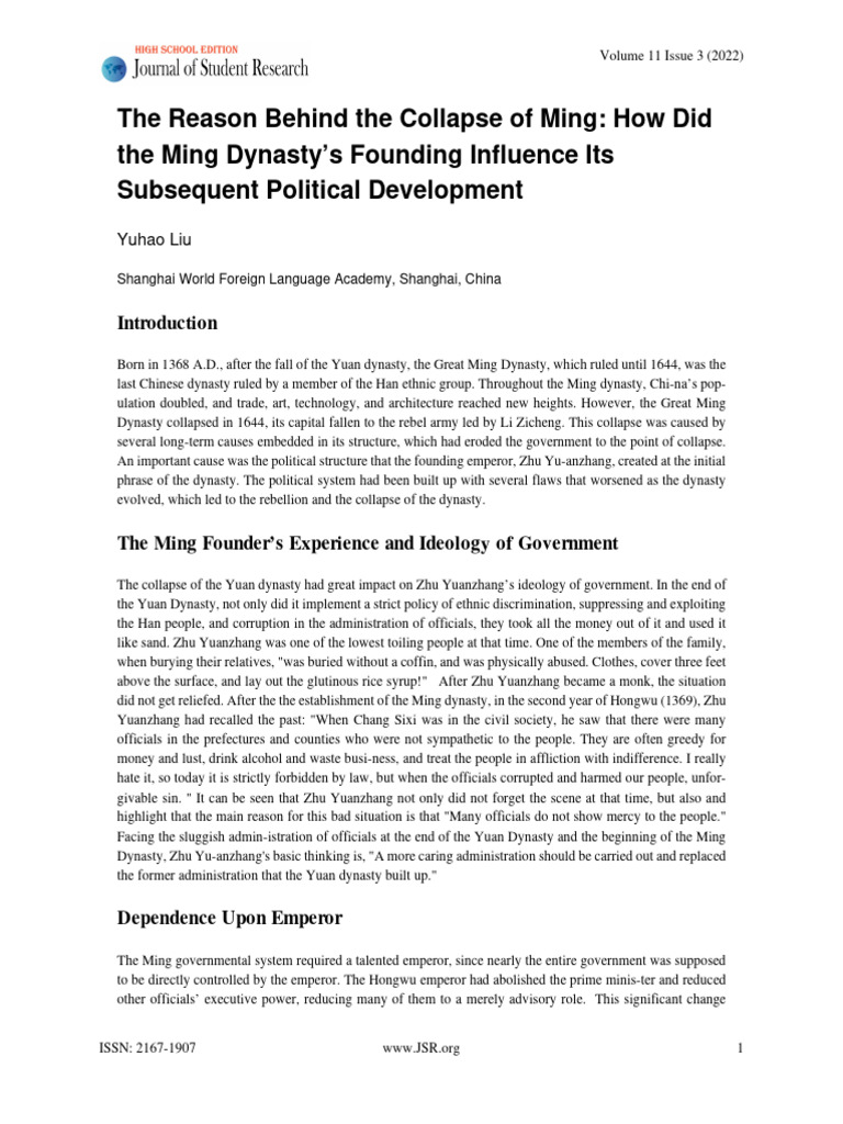 Ming Dynasty Collapse: Political Roots | PDF | Taxes | Emperor Of China