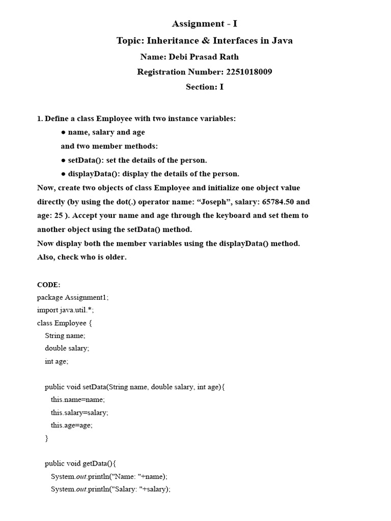 Assignment 1 Debi | PDF | Programming | Constructor (Object Oriented ... Assignment 1 Debi | PDF | Programming | Constructor (Object Oriented ...