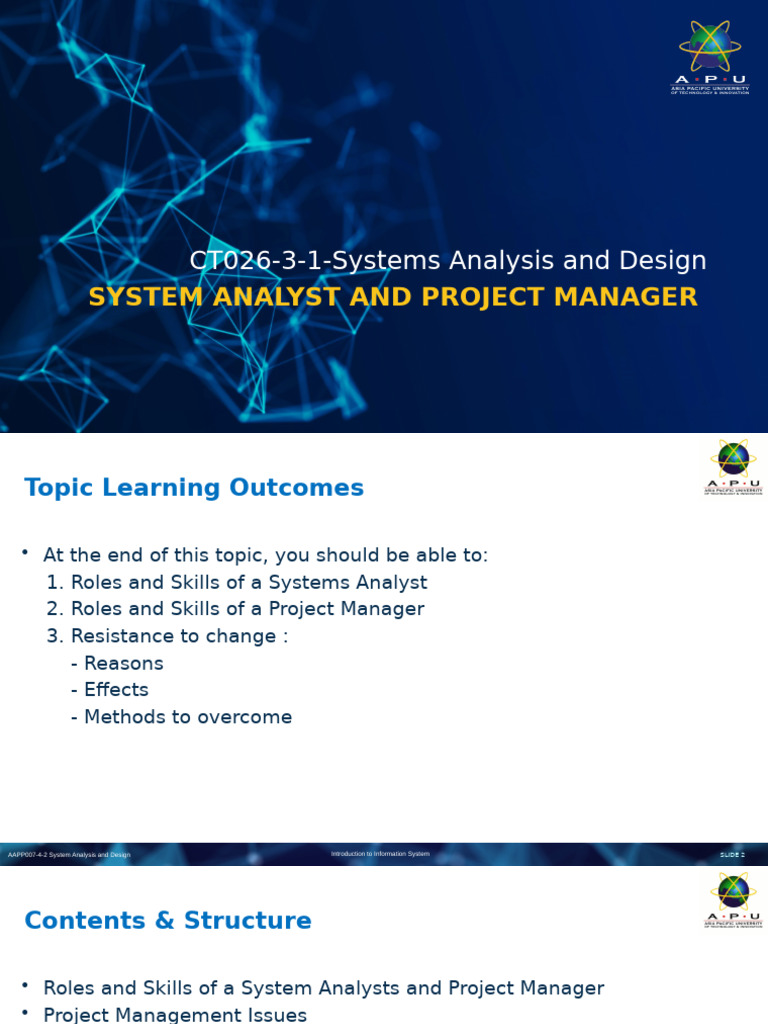 Week 02 - System Analyst and Project Manager | PDF | Project Management ...
