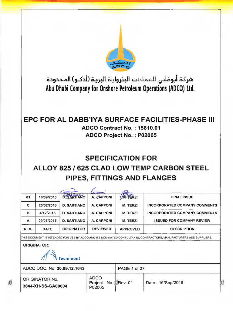 Alloy 825/625 Clad Steel Specification | PDF | Pipe (Fluid Conveyance ...