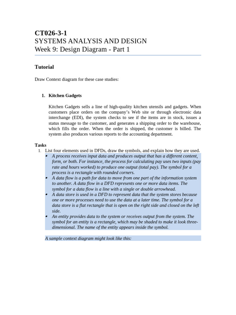 Week9 - Tutorial1 - Design Diagram Solution - CD & DFD | PDF