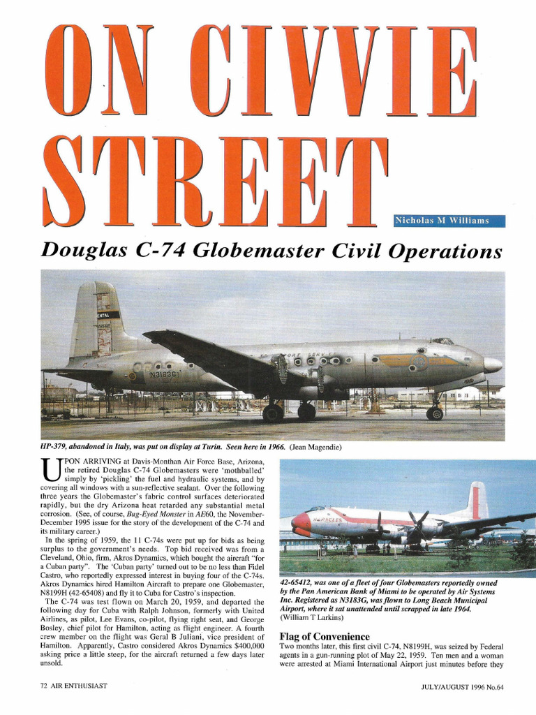 Douglas C-74 Globemaster Civil Operations Article | PDF