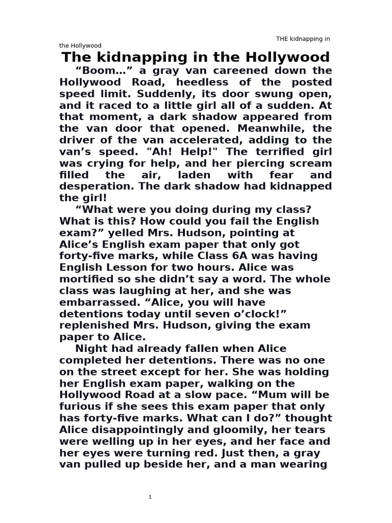 The Kidnapping in The Hollywood (860 Words) | PDF