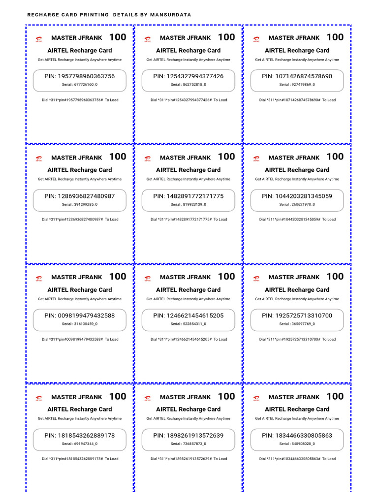 Recharge Card Printing-586 | PDF | Technology & Engineering