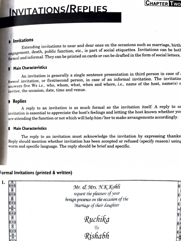 Formal Informal Invitations ClassXIi | PDF