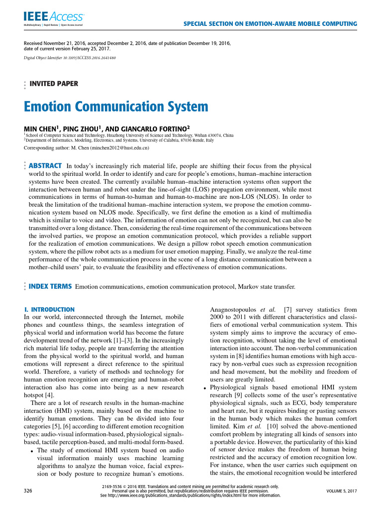 Emotion Communication System | PDF | Communication | Emotions