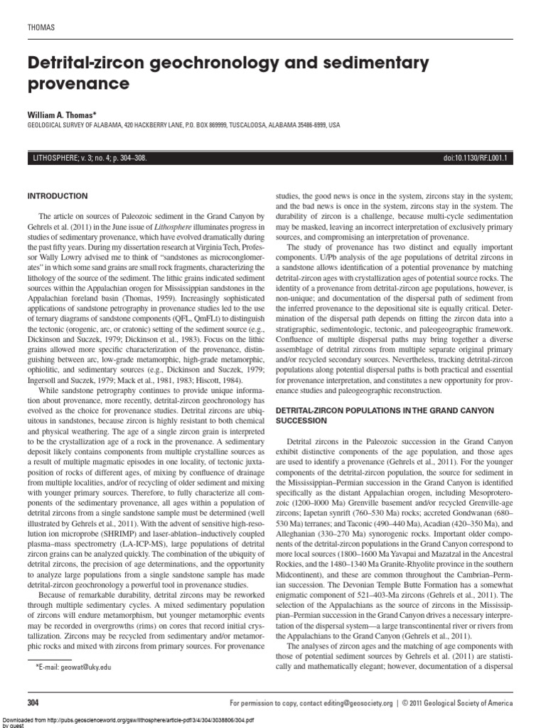 Detrital-Zircon Geochronology and Sedimentary Provenance 11 - Thomas | PDF | Petrology | Geology