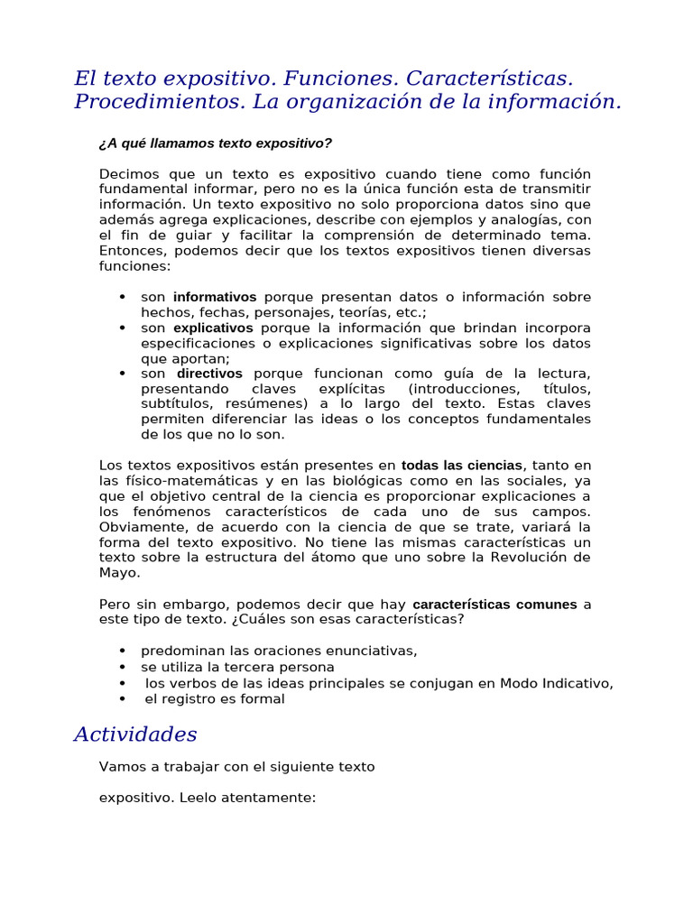 El Texto Expositivo | PDF | Gases | Moléculas
