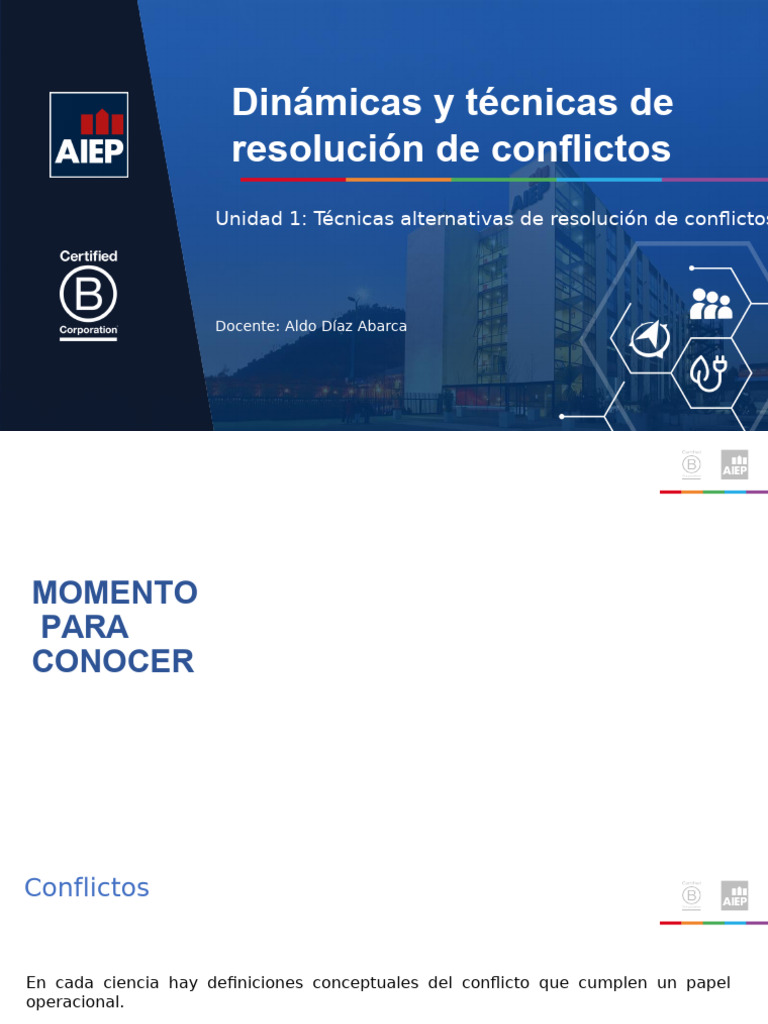 CLASE 2 Técnicas Alternativas de Resoluciòn de Conflicto AIEP | PDF | Conflicto (proceso) | Sociedad