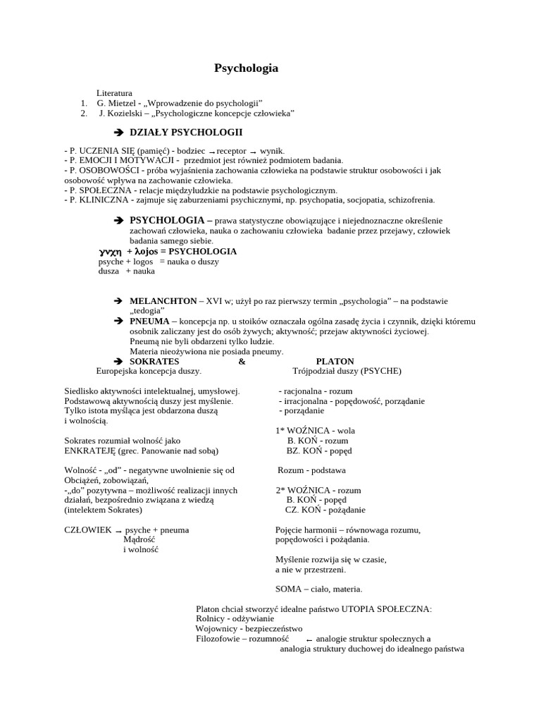Psychologia Notatki | PDF