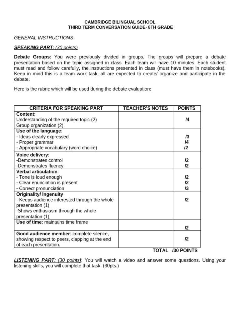 8th Grade Debate Guide for Bilingual Students | PDF