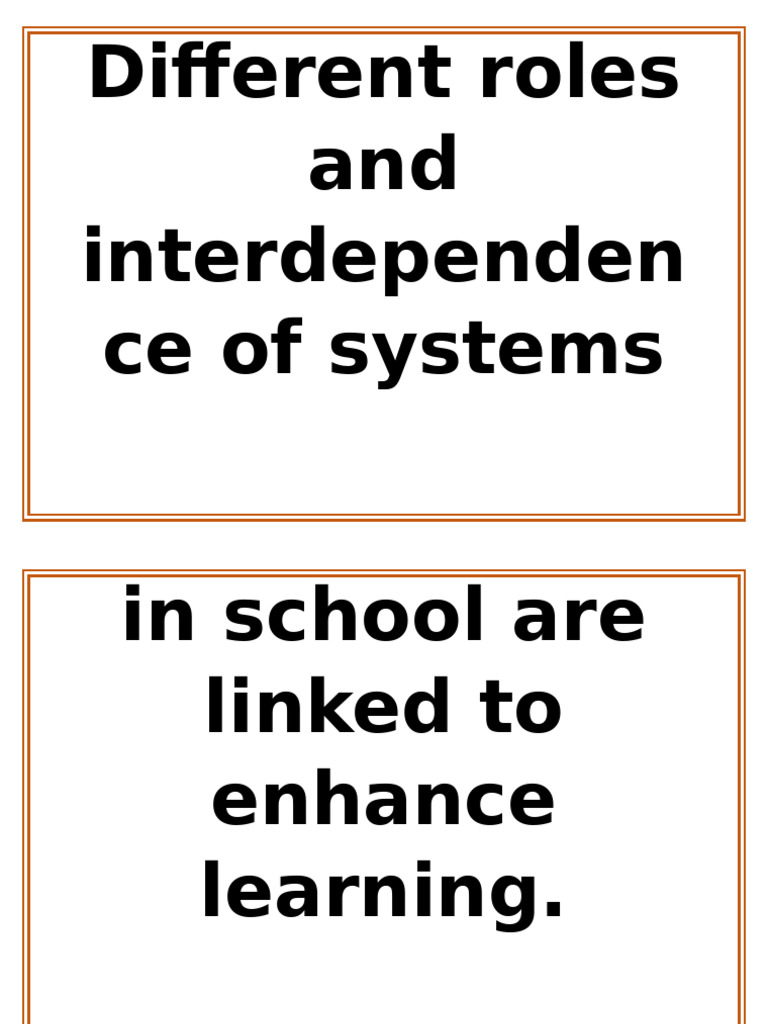 Different Roles and Interdependence of Systems in School Are Linked To ...