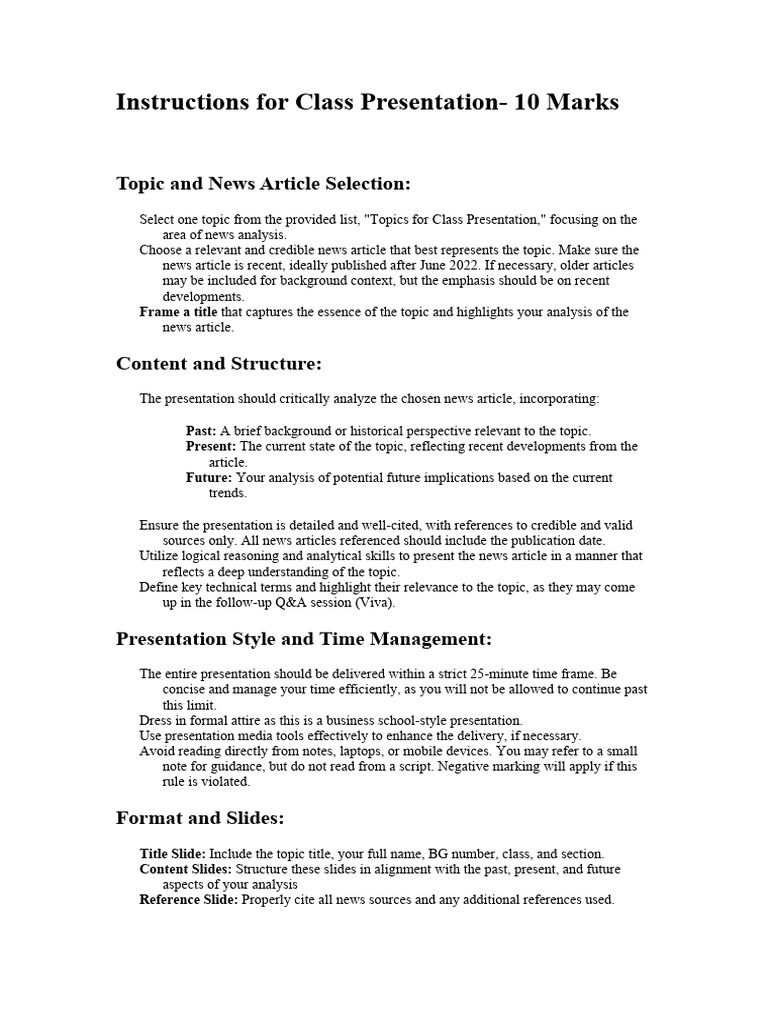 Class Presentation Guidelines and Grading | PDF | News | Microsoft ...
