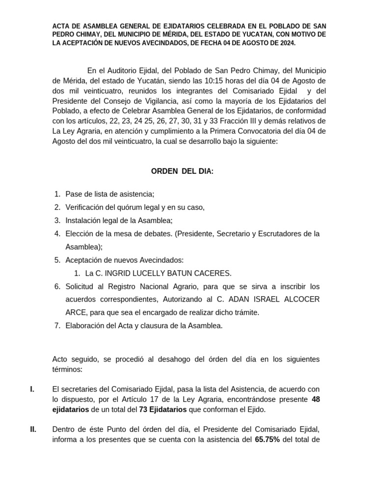 Asamblea Ejidal en San Pedro Chimay 2024 | PDF | Gobierno