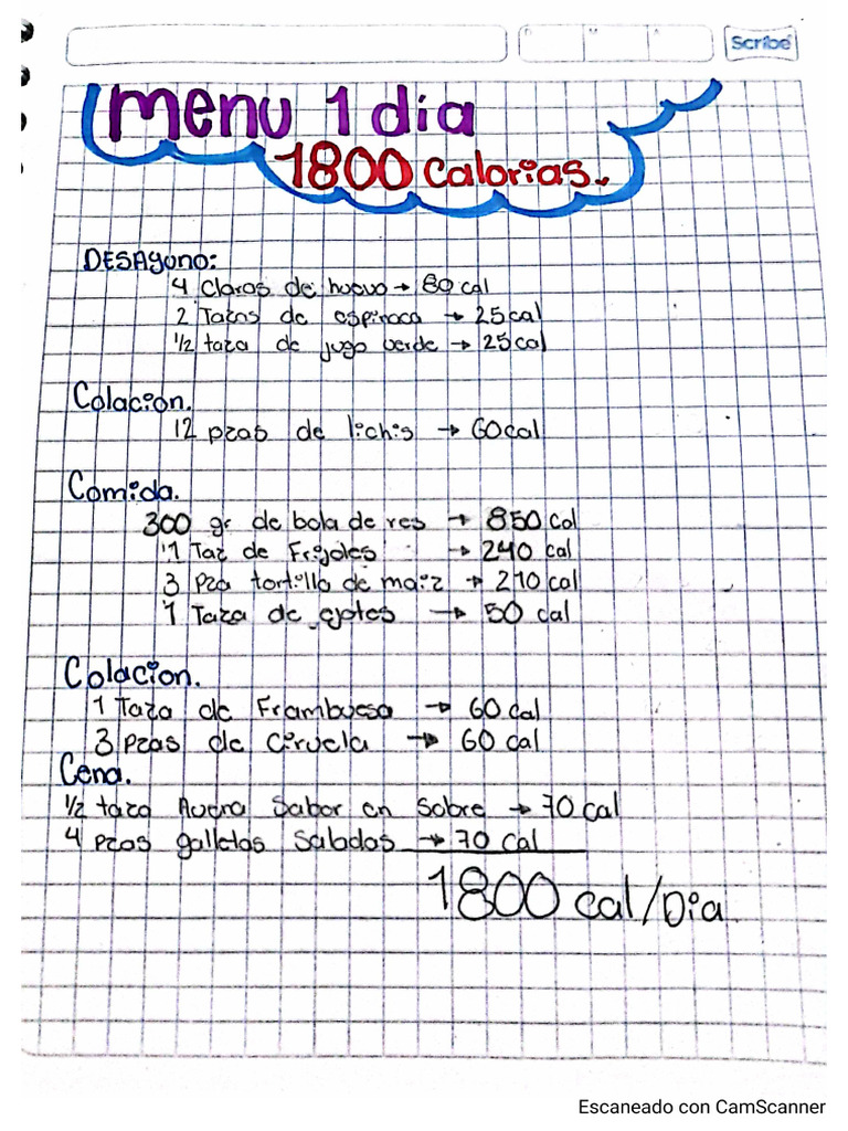 Menu 1800 Cal | PDF