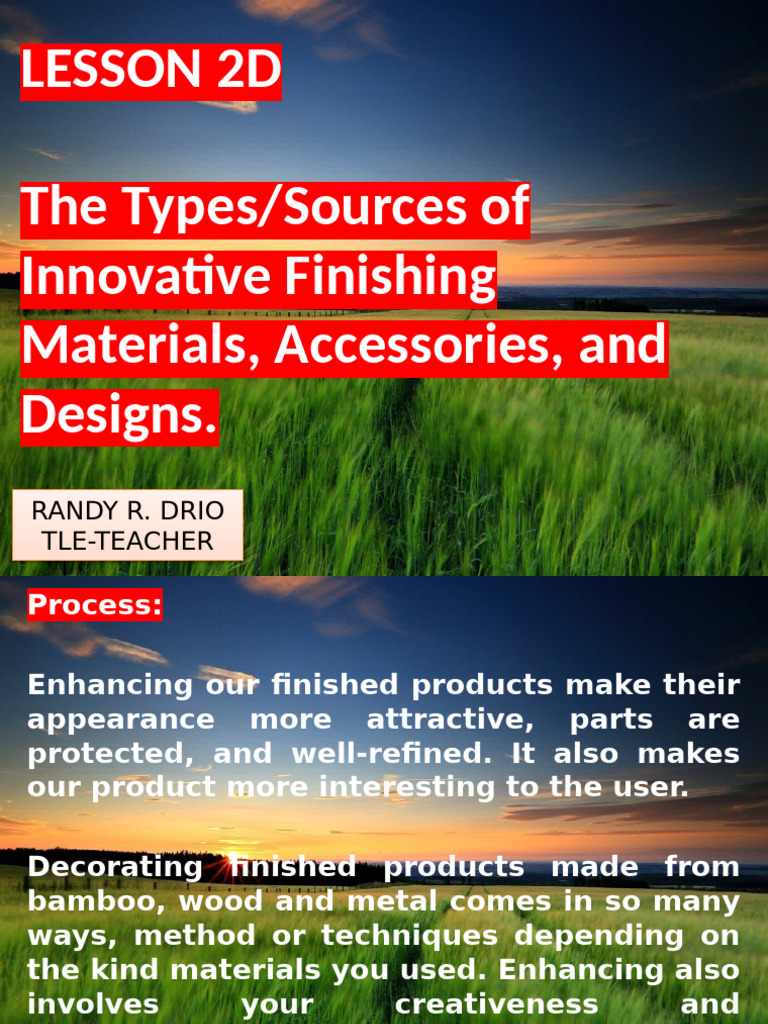 LESSON 2D The TypesSources of Innovative Finishing Materials ...