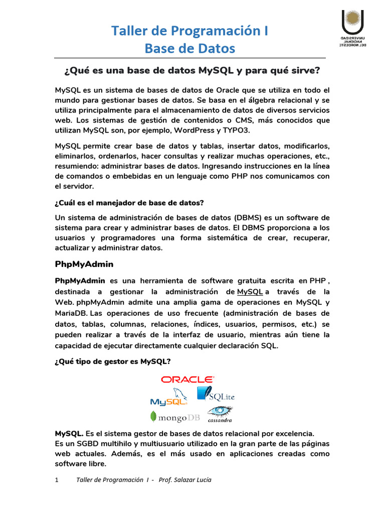 Base de Datos MySQL - para Qué Sirve - Formularios | PDF | Mi sql | Bases de datos