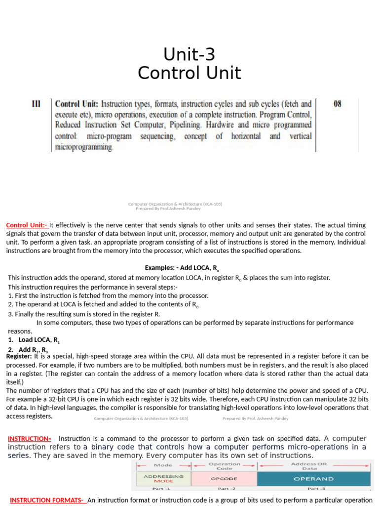 COA Unit-3 | PDF | Central Processing Unit | Computer Architecture COA Unit-3 | PDF | Central Processing Unit | Computer Architecture