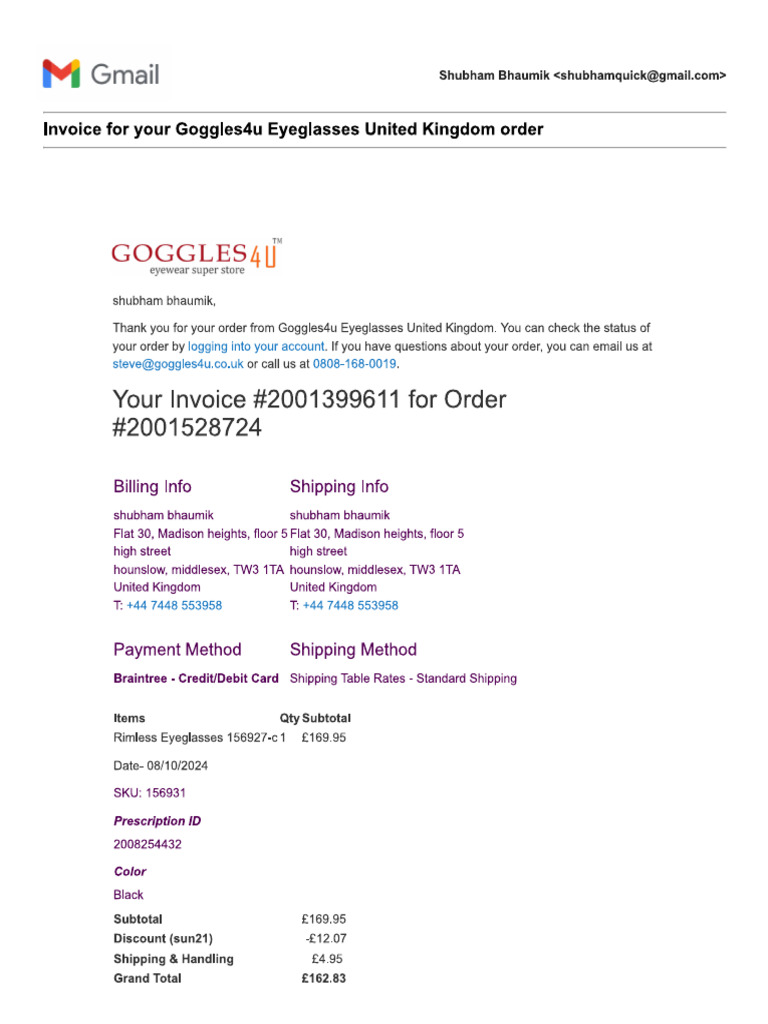 Eye Glass Bill | PDF