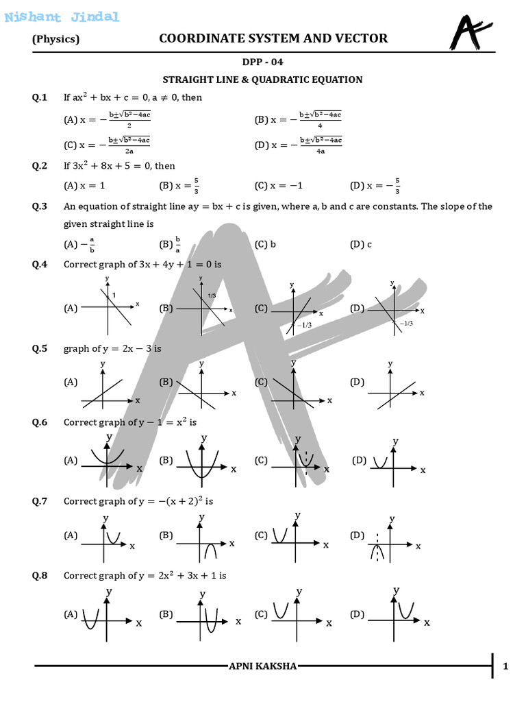 DPP - 04 Coordinate System & Vector NJ - 247 | PDF | Acceleration | Line (Geometry)