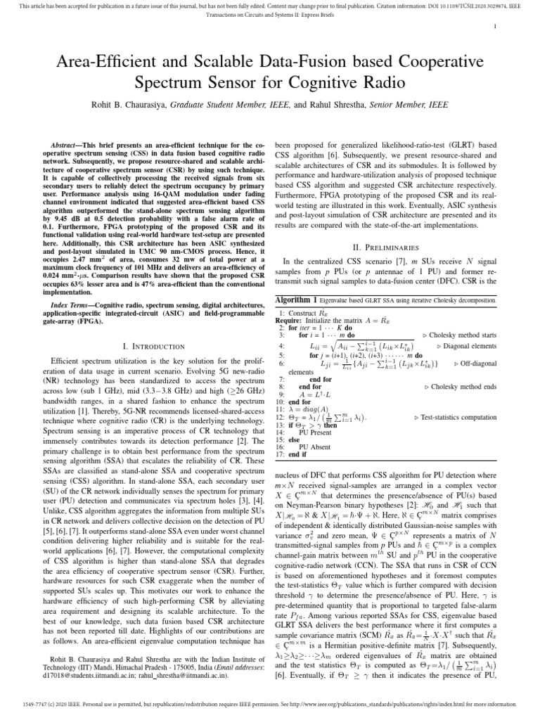Chaurasiya 2020 | PDF | Cognitive Radio | Matrix (Mathematics)