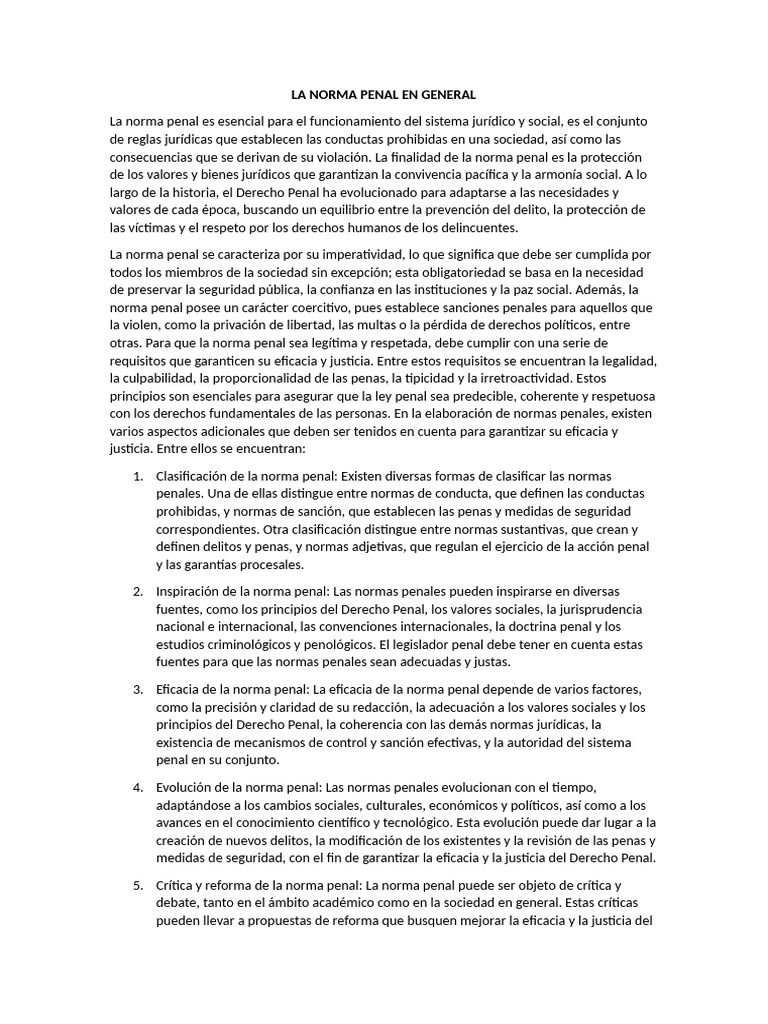 Estructura y Funciones de la Norma Penal | PDF | Derecho penal | Justicia