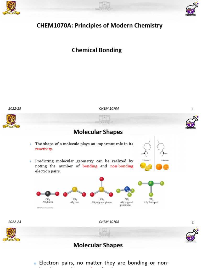CHEM1070 - PPT5 - More Chemical Bonding VSEPR MO - 2022-23 | PDF ...