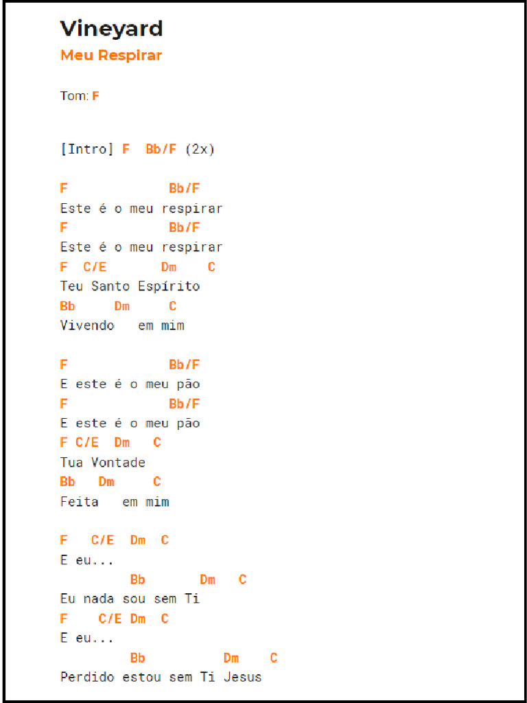 Cifra Musica Vineyard | PDF