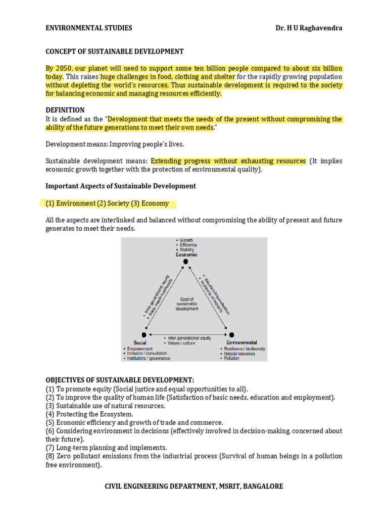 Unit-1 Concept of Sustainable Development | PDF | Sustainable Development | Sustainability