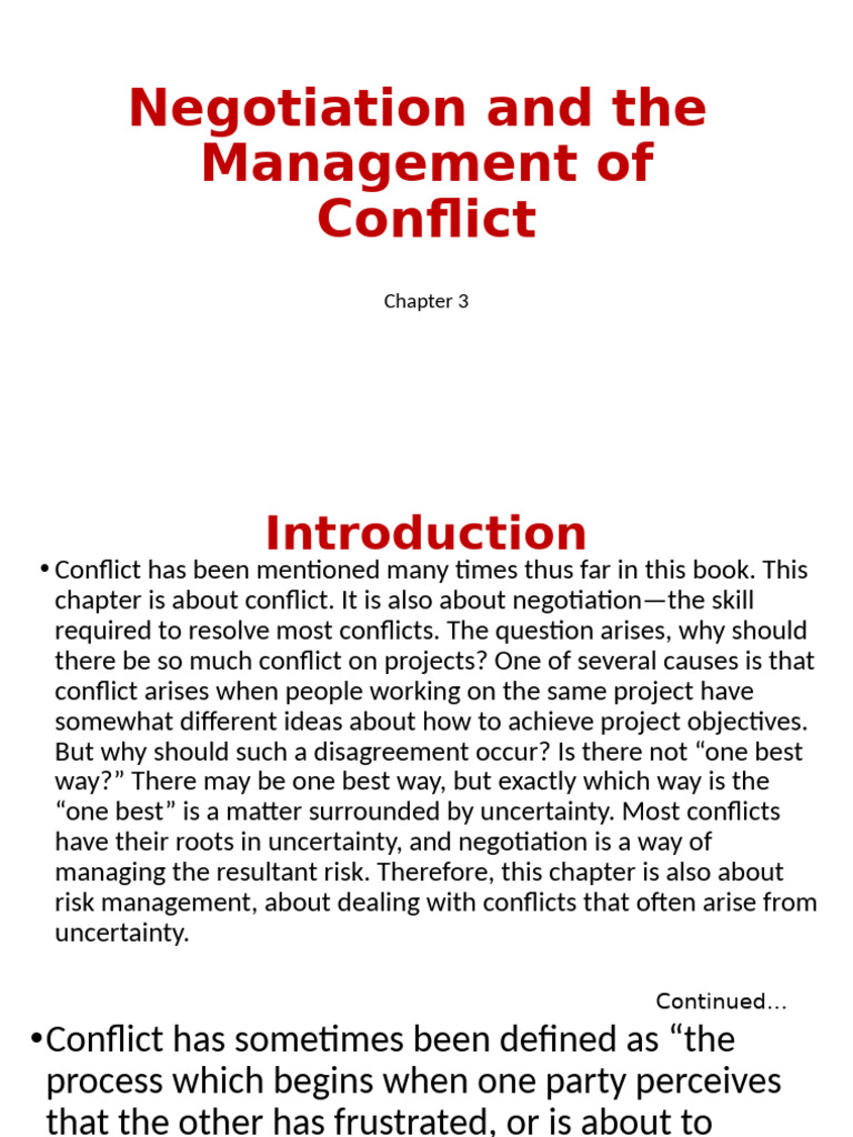 Chapter Three - Lecture 1 Proj MGT | PDF | Negotiation | Risk