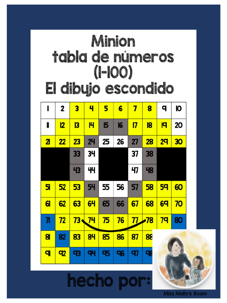 Minion Tabla de Números (1-100) El Dibujo Escondido: Hecho Por | PDF