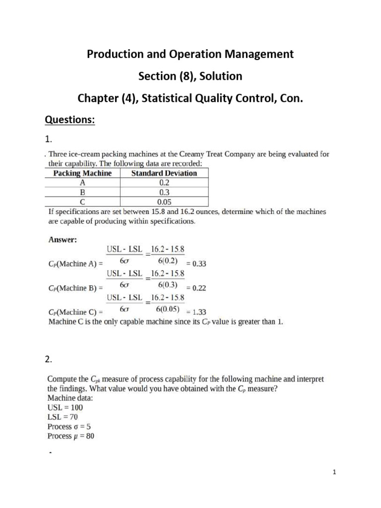 Section Solution 8, Operation Management | PDF | Six Sigma