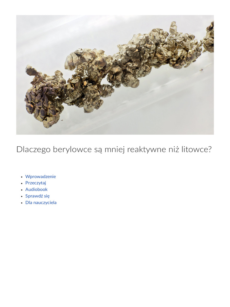 Dlaczego Berylowce Sa Mniej Reaktywne Niz Litowce | PDF